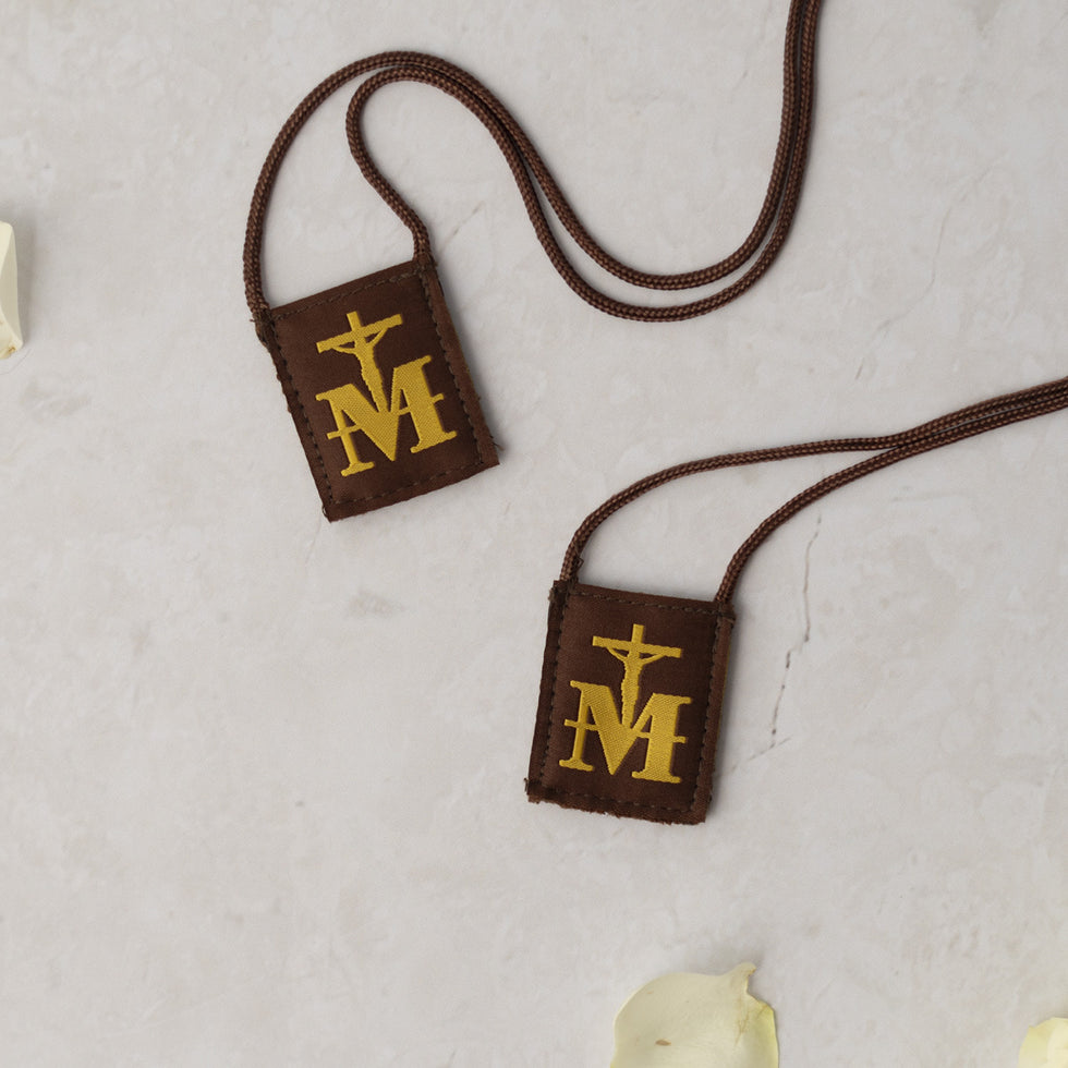 Marian Crucifix | Premium Brown Scapular – scapulars.com®