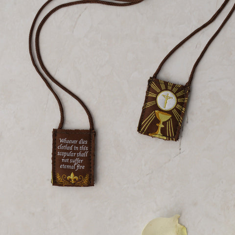 Premium Brown Scapular, Eucharist – scapulars.com®