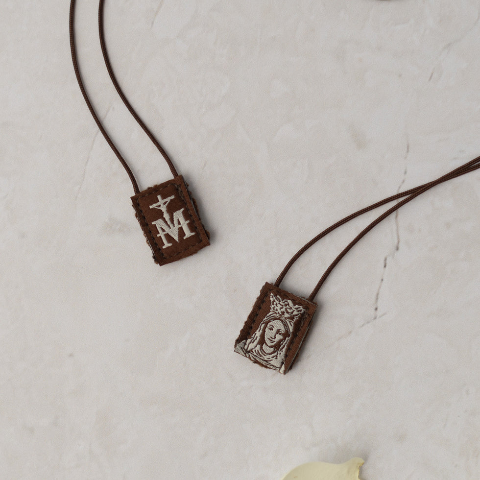Premium Brown Scapular, Our Lady of Mt. Carmel (Mini) – scapulars.com®