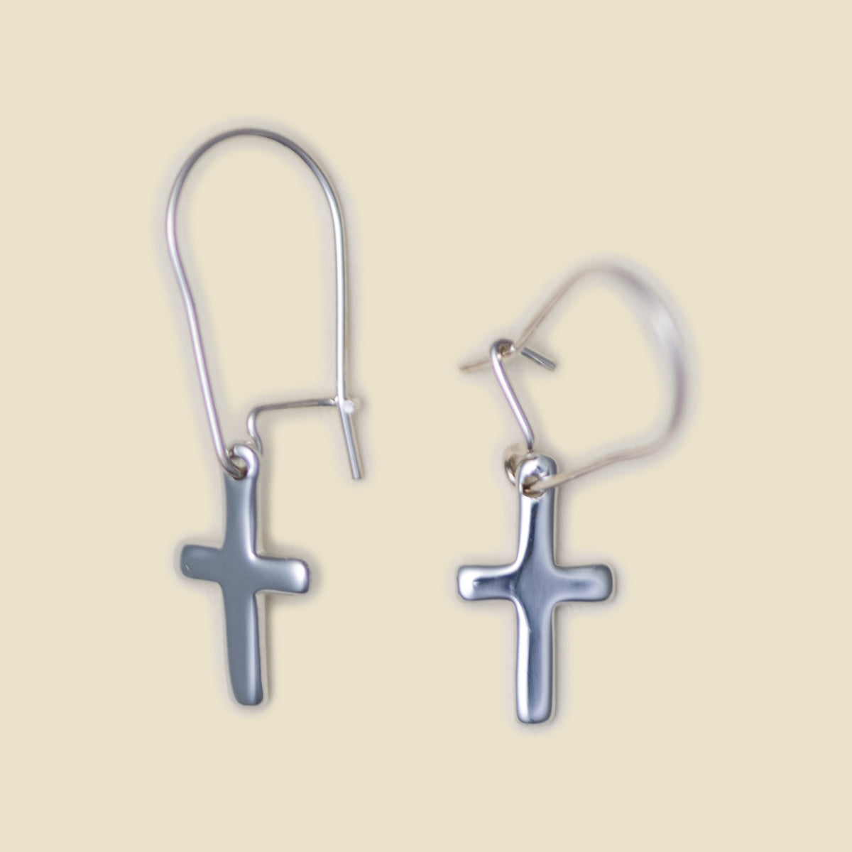 Sterling Silver Simple Cross Dangle Earrings – scapulars.com®