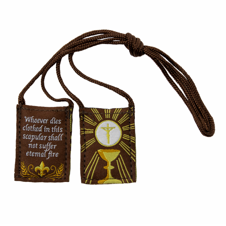 Premium Brown Scapular, Eucharist (Kids’ Size) – scapulars.com®