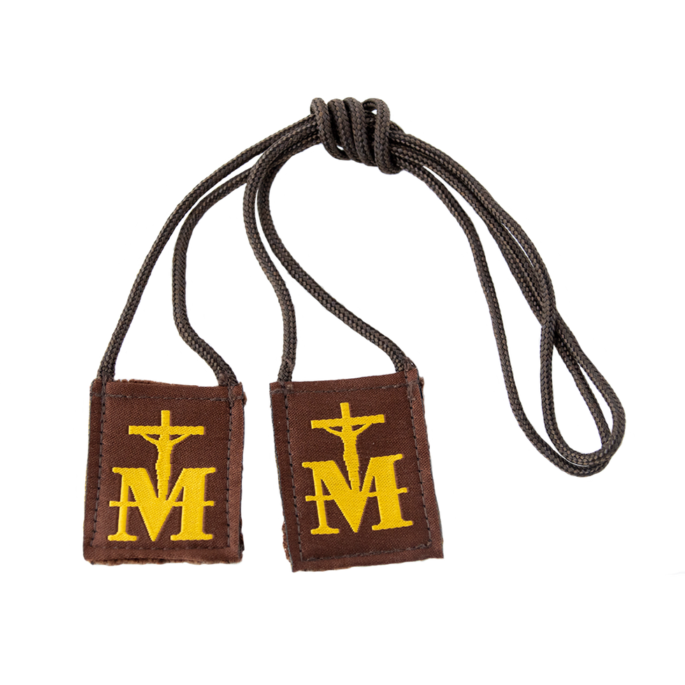 Marian Crucifix | Premium Brown Scapular – scapulars.com®
